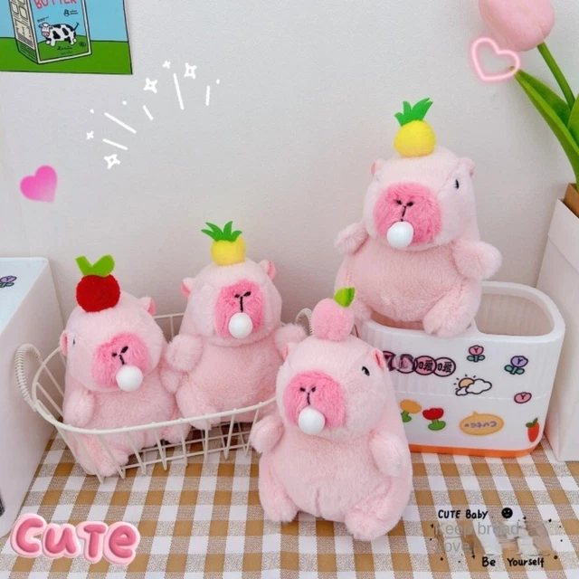 BUBBLE CAPYBARA PLUSH Pendant Pink Fluffy Capybara Plushie Doll Cartoon Keyring £5.36 - PicClick UK