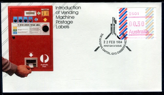 1984 INTRODUCTION OF Vending Machine Postage Labels - Set of 7 FDC's £6 ...