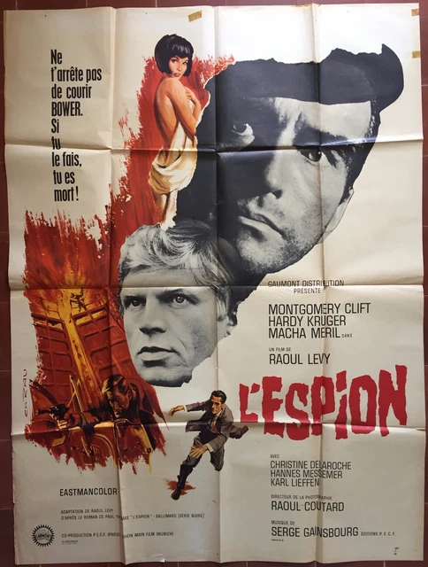 AFFICHE L'ESPION RAOUL Levy MONTGOMERY CLIFT Macha Méril HARDY KRUGER ...