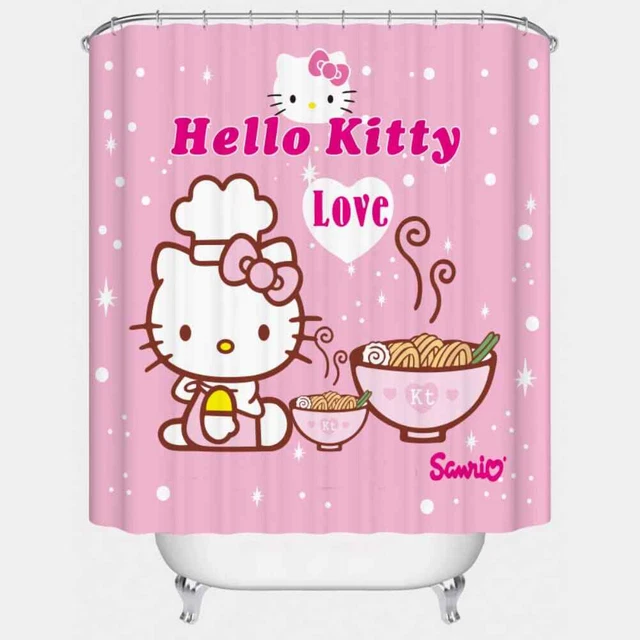 HELLO KITTY EATS Noodles 3D Shower Curtain Polyester Bathroom Decor ...