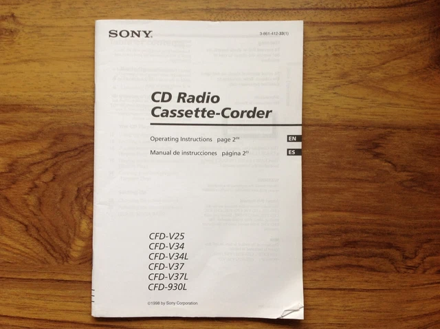 SONY CFD-V25 , V34, V37, 930 Operating Instructions. Free UK Postage £6 ...