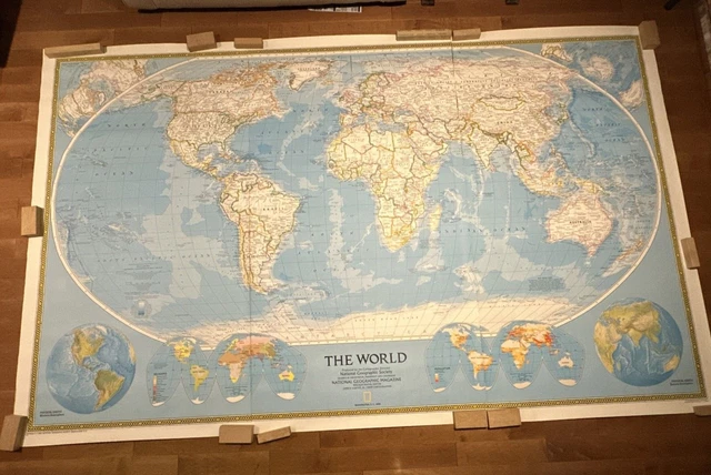 NGS - THE 1990 World Political Map (Wall Mural) - 9' W x 6' H ...