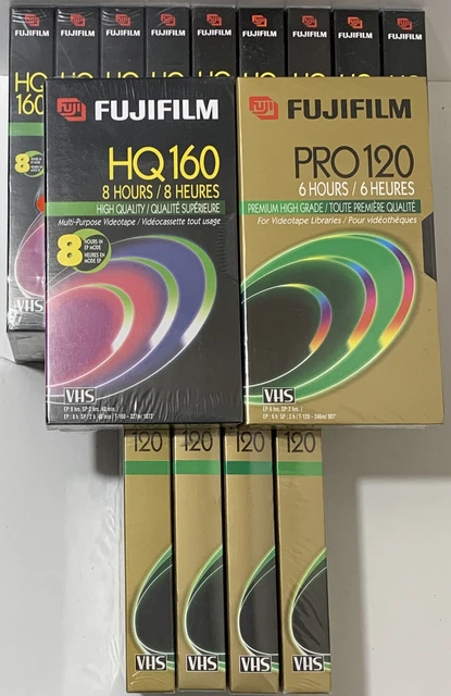 15 BLANK VHS Tapes FUJIFILM 10 HQ T-160 8 Hour & 5 PRO T-120 6 Hour ...