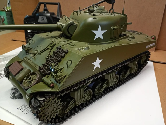 HENG LONG 1/16 RC M4A3 Sherman 75 mm BB + IR 2,4 GHz 7.0 EUR 170,00 - PicClick FR