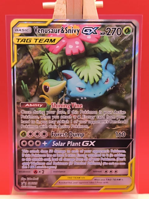 VENUSAUR & SNIVY Tag Team GX SM229 Alternate Full Art Promo Pokemon ...