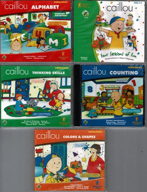 5 CAILLOU TITLES for Preschool Pc All New Numbers Alphabet Thinking W10 ...