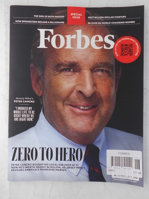 FORBES MAGAZINE SPECIAL Zero to Hero issue 2024 Jersey Mike's Peter ...