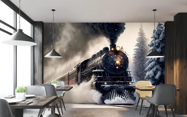 3D TRAIN FOREST ZHUB1927 Wallpaper Wall Mural Removable Self-adhesive ...