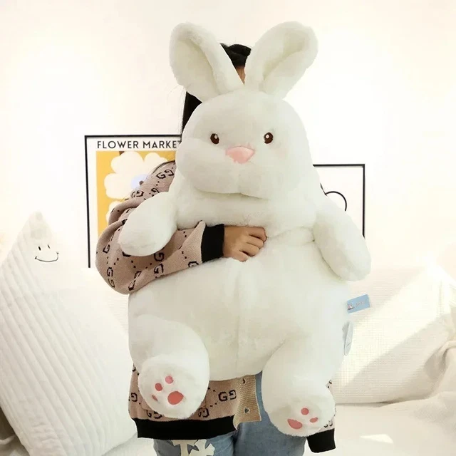 BIG LAZY RABBIT Plush Dolls Soft Cute White Bunny Animal Toy Baby Sleep ...