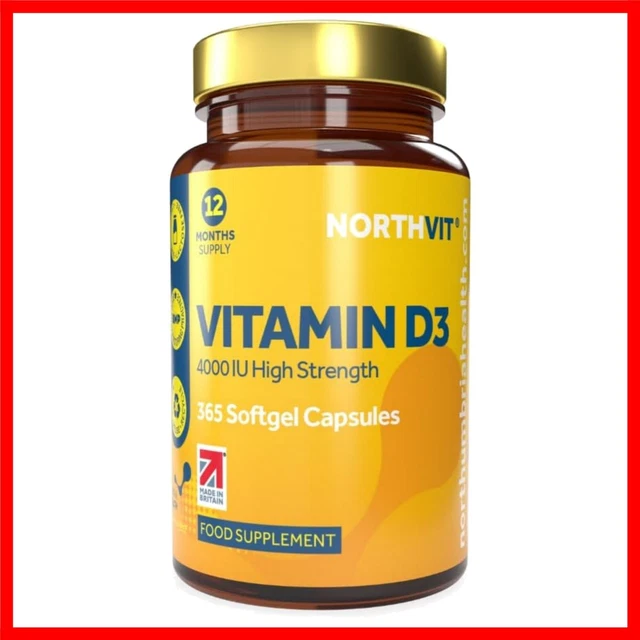MAXIMUM STRENGTH VITAMIN D3 Softgels 4,000 IU - Made in the UK, 1-Year ...