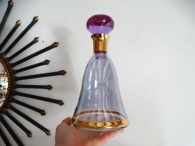 CARAFE À EAU vintage années 60 en verre coloré violet et doré EUR 25,00 ...