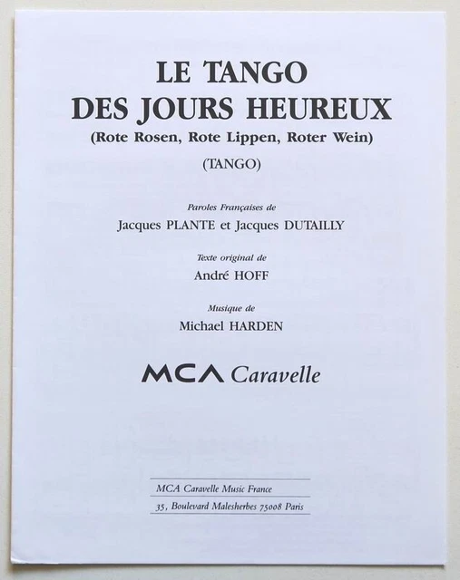 PARTITION MODERNE SHEET music LUCIENNE DELYLE : Le Tango des Jours ...