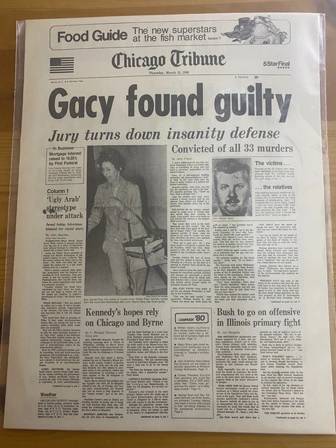 VINTAGE NEWSPAPER HEADLINE ~Serial Killer John Wayne Gacy Electric ...