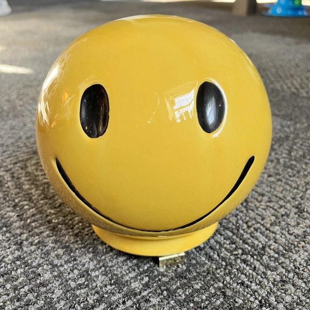 MCCOY HAPPY FACE SMILEY Coin Bank Yellow Glazed Ceramic Pottery $35.00 ...
