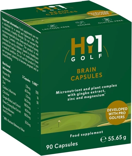 HI1 GOLF BRAIN Boost Capsules Essential Vitamins Citicoline, Magnesium ...