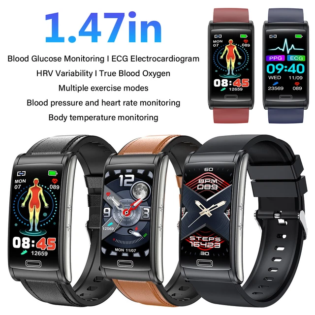 SMART WATCH E600 ECG PPG glucosio nel sangue frequenza cardiaca ...