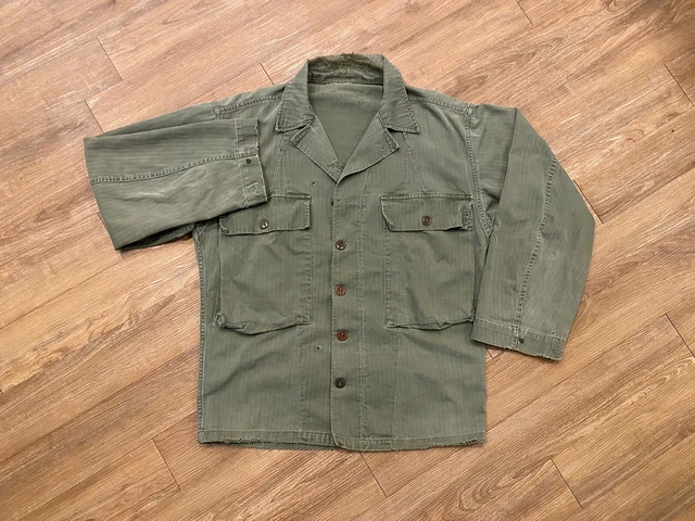 VINTAGE WW2 U.S. Army HBT Jacket 1940’s Uniform Green w/ Repairs EUR 43 ...