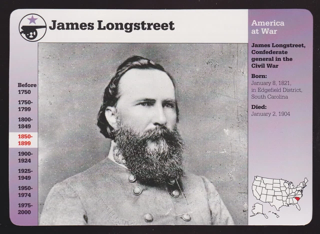 CARTE JAMES LONGSTREET Civil War Confederate General GROLIER STORY OF ...