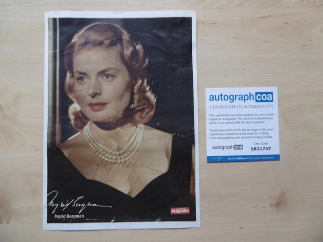 INGRID BERGMAN ORIGINAL Autogramm signed A4 Magazinbild auf Papier ACOA ...
