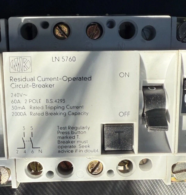 MK LN5760 60A 2-Pole Power Cable BS4293 RCD £6.95 - PicClick UK