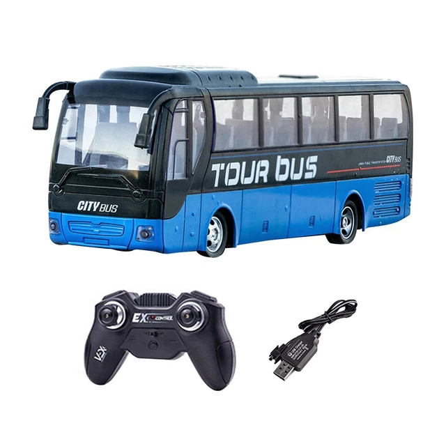 EXTRA LARGE REMOTE Control Car Blue Tour Bus Toy USB Rechargeable Ages ...