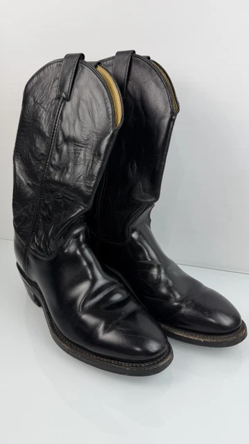 JUSTIN MEN'S TOBIAS Black Round Toe Western Boots 3040 Size 9 D £62.50 ...