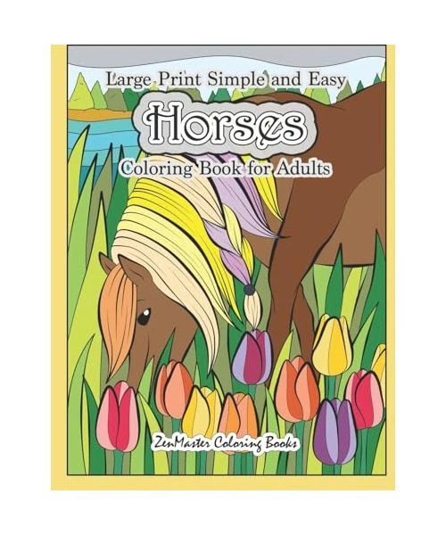LARGE PRINT SIMPLE and Easy Horses Coloring Book for Adults: Horses ...