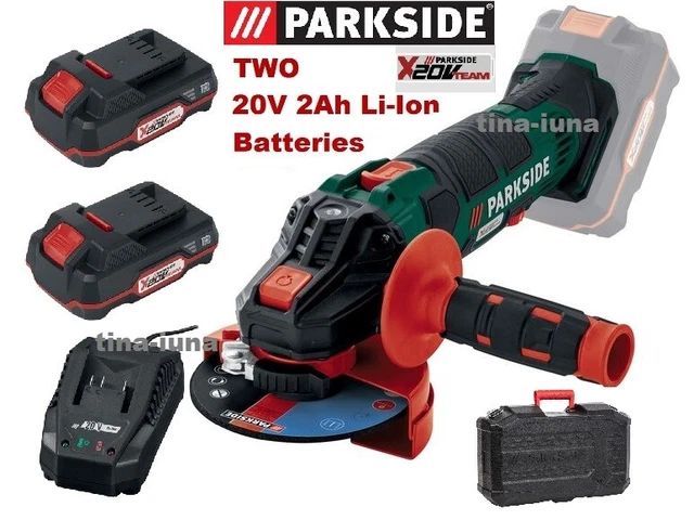 PARKSIDE 20V CORDLESS Angle Grinder 125 mm disc with Batteries Charger ...