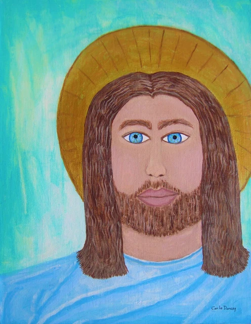 PAINTING JESUS ORIGINAL Signed Art Christ Religious Icon Christian ...