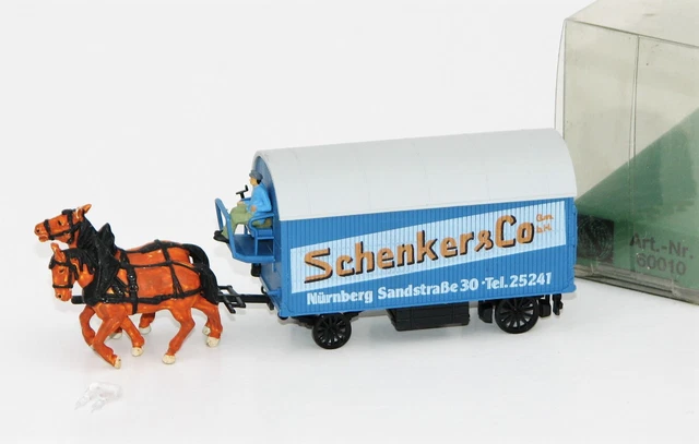 PREISER H0 60010 Pferde-Gespann mit Hänger "100 Jahre Schenker" - TOP ...