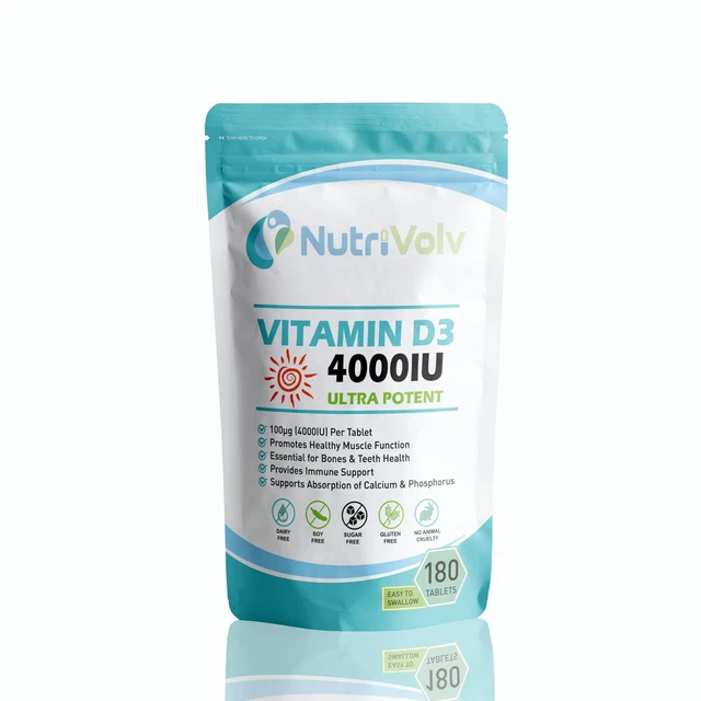 VITAMIN D 4000IU | 6 Months Supply | 180 Easy-Swallow 180 count (Pack ...