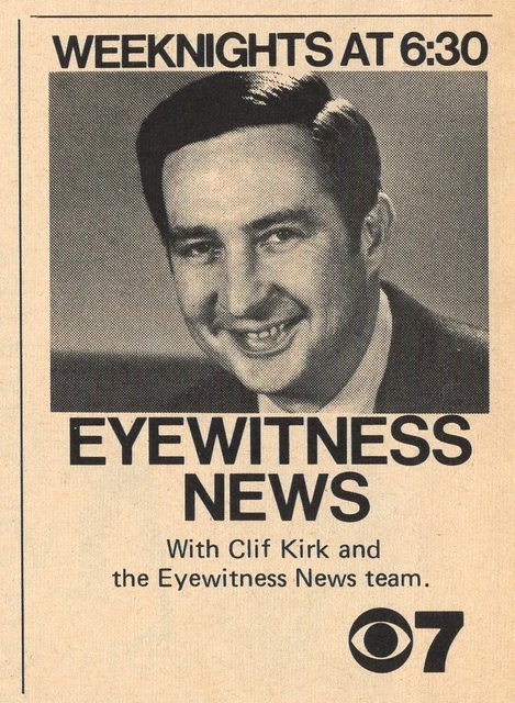 1971 KIRO SEATTLE Tv Ad ~ Clif Kirk News Anchor Eyewitness News $10.00 ...