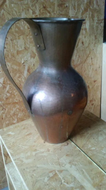 KUPFERVASE GROSS ZINT Handarbeit Bodenvase mit Henkel Amphore ca. 50 cm ...