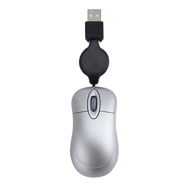 MINI USB WIRED Mouse Retractable Cable Tiny Small Mouse 1600 DPI ...