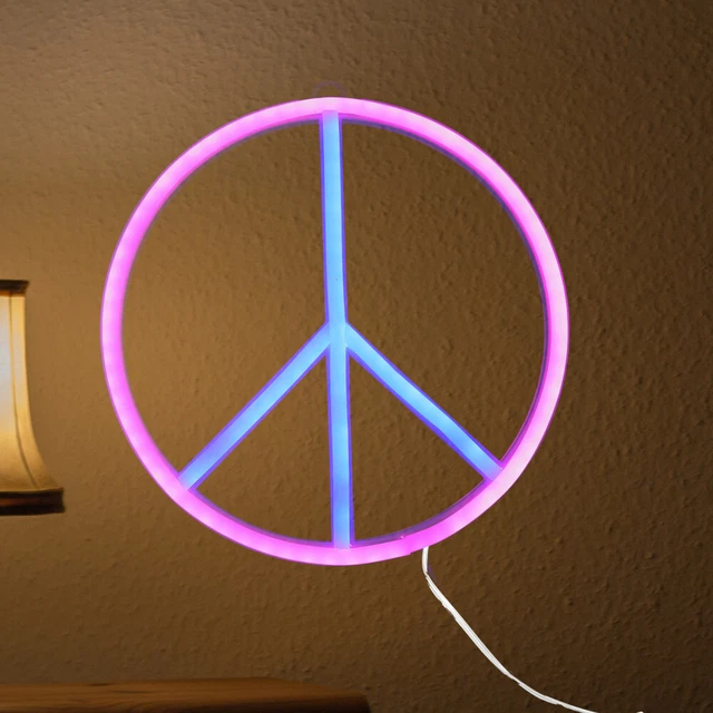COQUETTE ROOM DECOR Marquee Peace Symbol Neon Sign LED Wall £15.85 ...