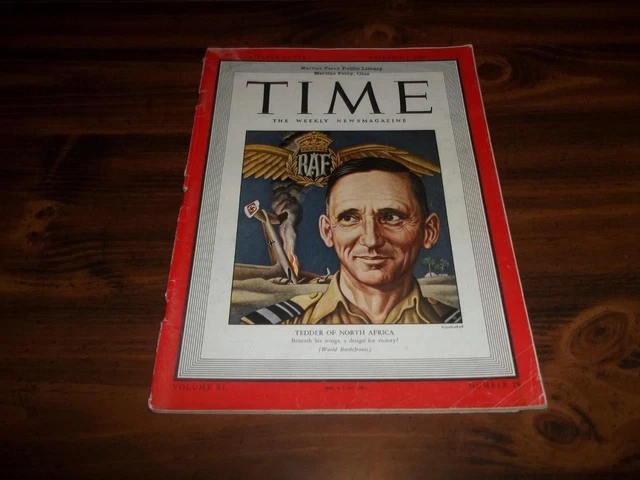 R.A.F. TEDDER OF North Africa Erwin Rommel Wwii Hitler November 9, 1942 ...