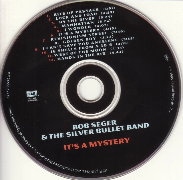 BOB SEGER SILVER Bullet Band It's A Mystery VG 1995 Capitol/EMI Canada ...