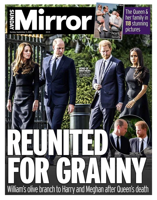 SUNDAY MIRROR NEWSPAPER Queen Elizabeth Ii Death 1926-2022 - September ...