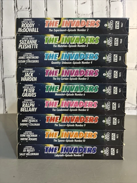 THE INVADERS EPISODES 9 VHS Lot 1988 Episodes 2,3,4,5,6,8,9,10,11 Very ...
