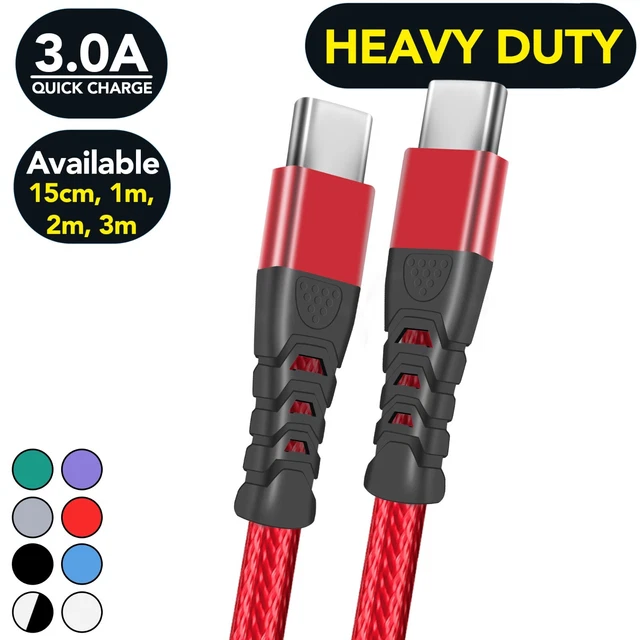 HEAVY DUTY TYPE C to Type C Cable Fast Charge PD 60W Braided USB C ...