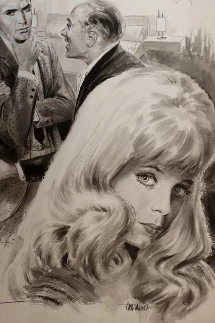 1966 ORIGINAL DRAWING Angelo Di Marco Lavis Chinese Ink Novel-Photo TV ...