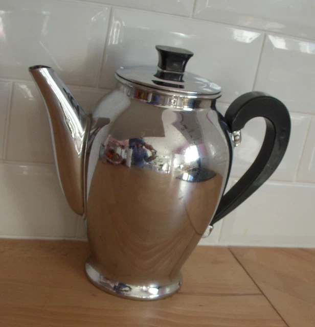 ANCIENNE CAFETIERE VERSEUSE Baumlin Cuivre Nickele Chrome Theiere ...