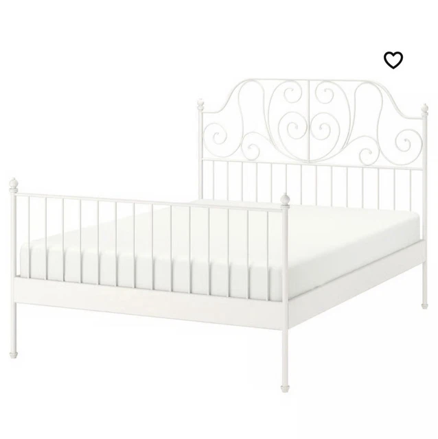 IKEA LEIRVIK WHITE metal double bed frame Immaculate Pick Up Only £99. ...