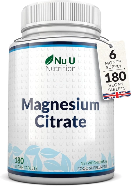 MAGNESIUM CITRATE 200MG - 180 Vegan Tablets - 6 Month Supply - 200Mg of ...