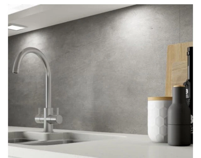 WHT3785 HOWDENS DISC. Grey Concrete Effect. Square Edged Worktop 2.4m X ...