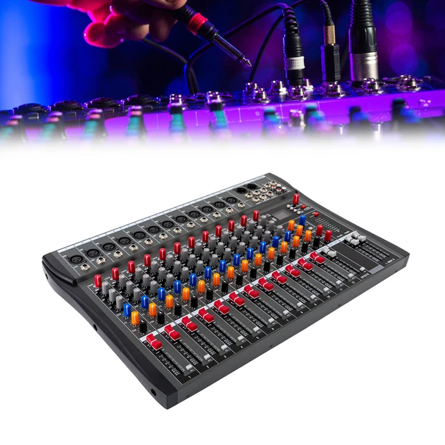 12-CHANNEL MIXING CONSOLE Live Studio Audio DJ Mixer Sound Board USB ...