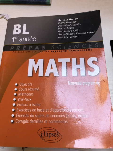 MATHS PRÉPAS SCIENCES BL 1ère Année Ellipses Sylvain Rondy EUR 25,00 - PicClick FR