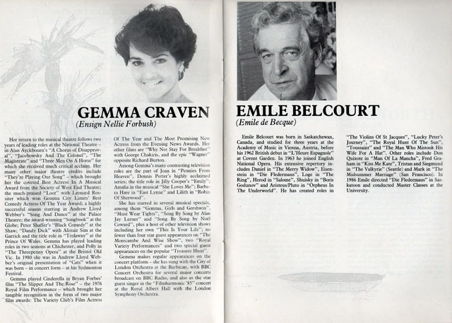 GEMMA CRAVEN EMILE Belcourt Südpazifik Prince of Wales Theaterprogramm ...