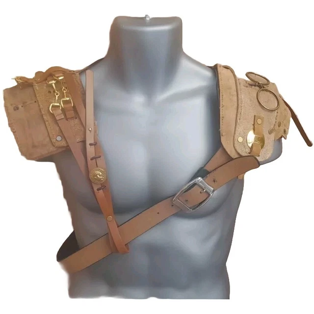 MEDIEVAL LEATHER BARBARIAN Bandit Pauldron Viking Larp Leather Shoulder ...