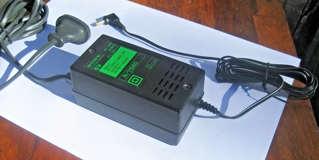 OLD TIME SONY Discman Power Adapter DC 6V, 400mA, 5W, Yellow Tip, AC ...